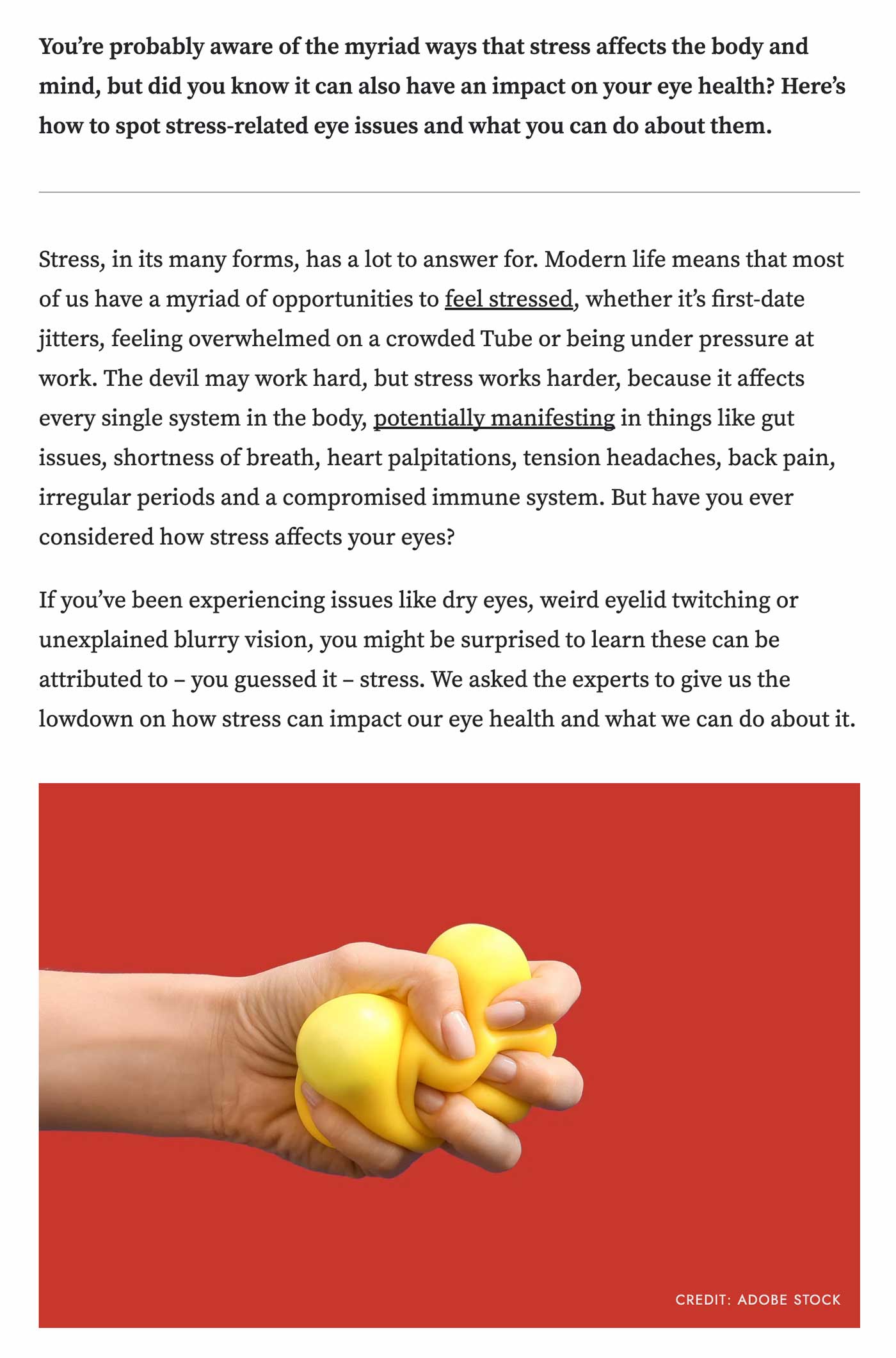 Blue Fin Vision® in Stylist: Stress and Your Eyes
